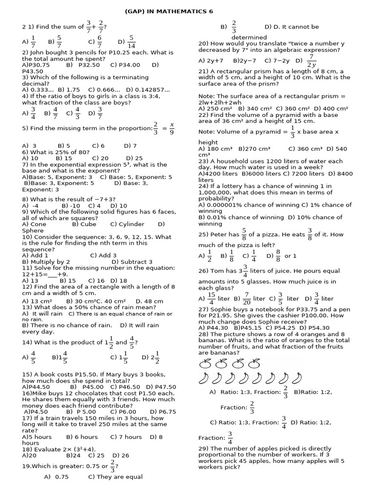 Gap Math 6 | PDF