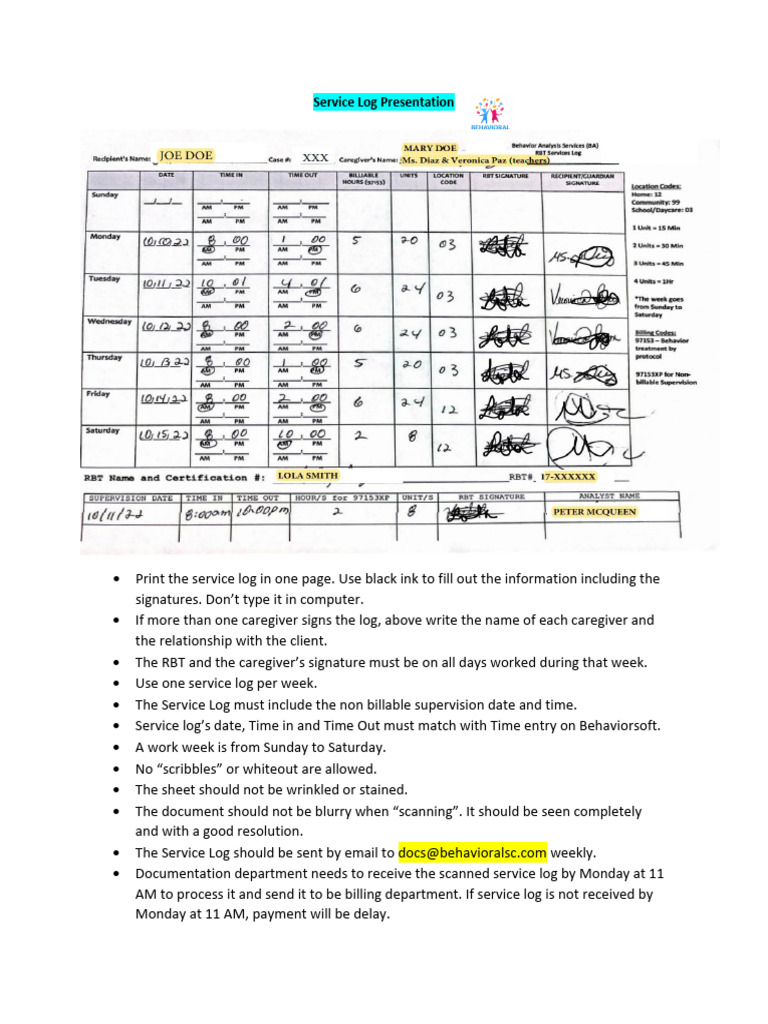 Service Log Presentation BSC | PDF