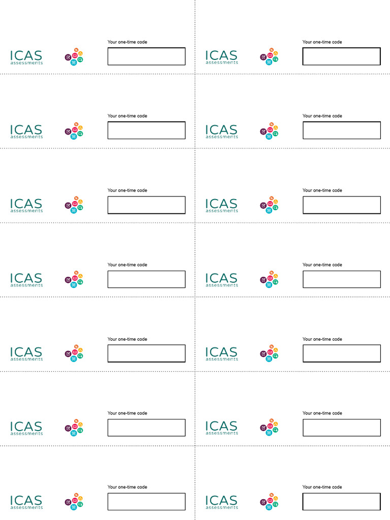 One Time Codes (14 Per Page) | PDF