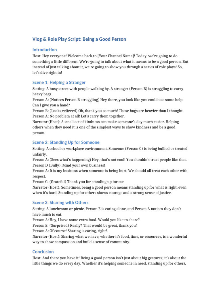 Being A Good Person Script | PDF