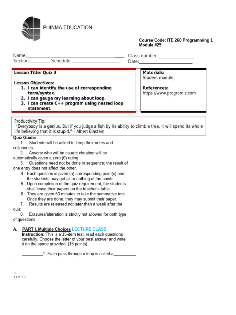 ITE 260 Student - S Guide Day 25 (Quiz3) | PDF