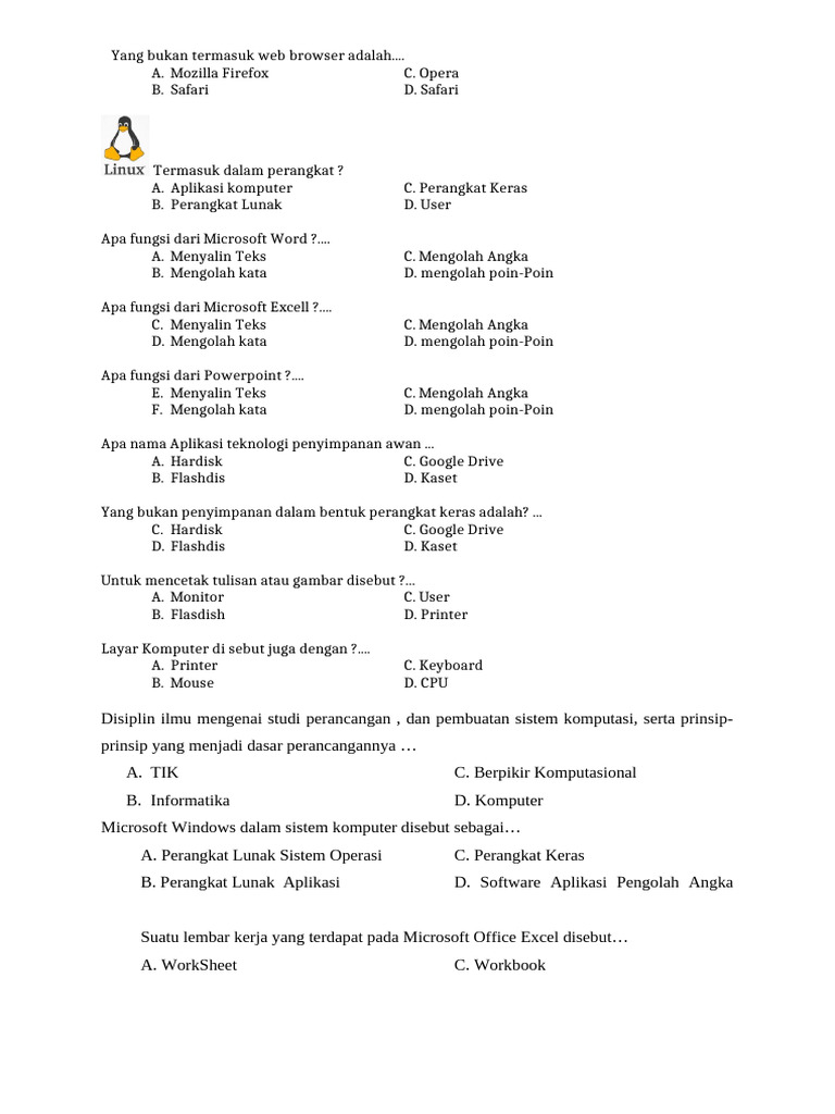 Kisi Kisi Tik 7 | PDF