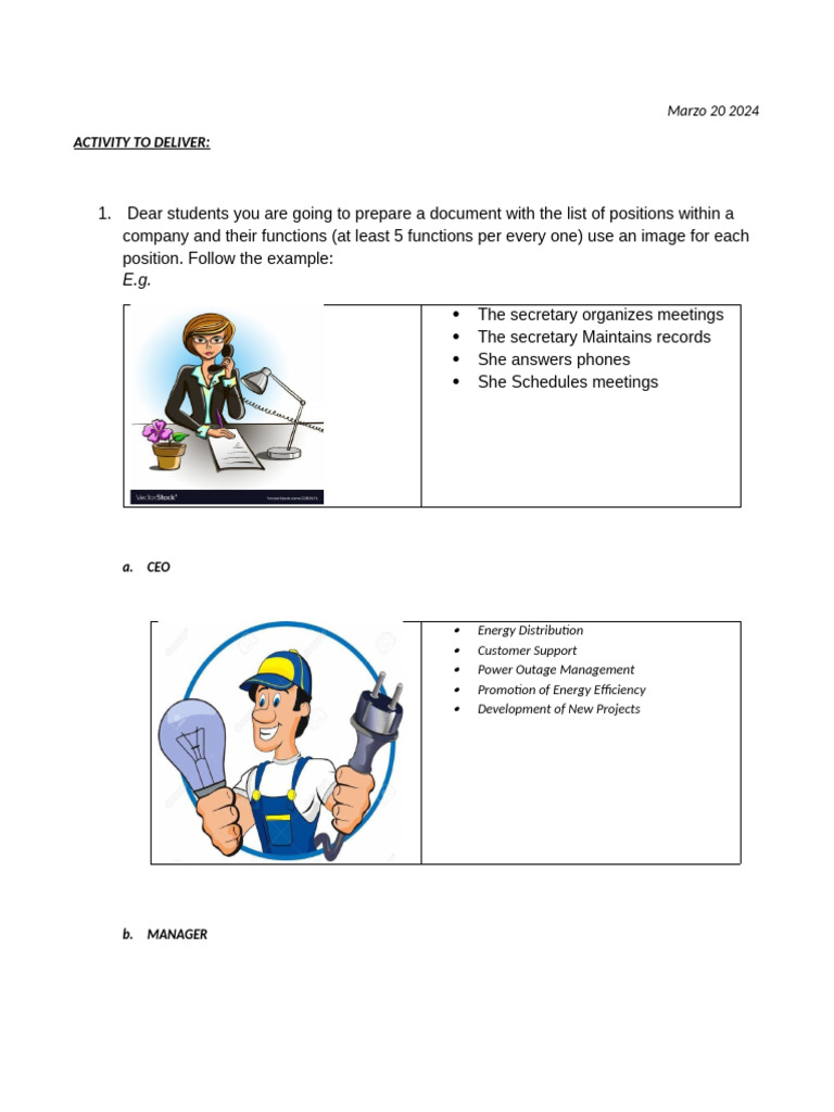 ROLES WITHIN A COMPANY - Docx Ingles | PDF