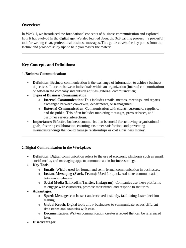 Study Guide Chapter 1 BCOM | PDF
