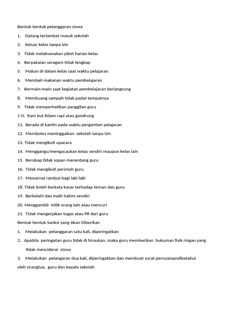 Bentuk2 Sanksi Siswa | PDF