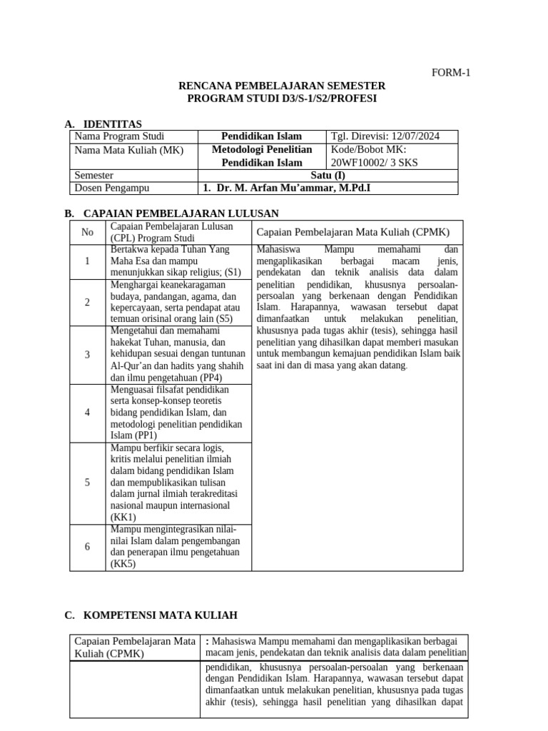 1 - RPS S2-Met Pen Pendidikan - Baru - Oke | PDF