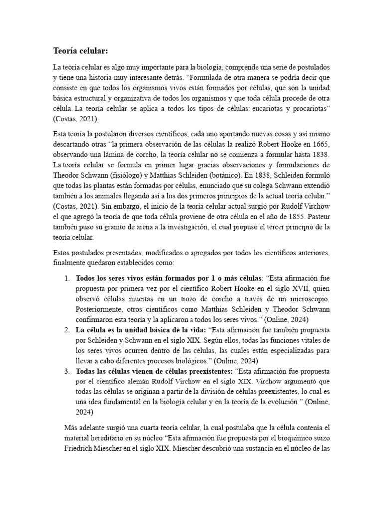 Teoría Celular | PDF