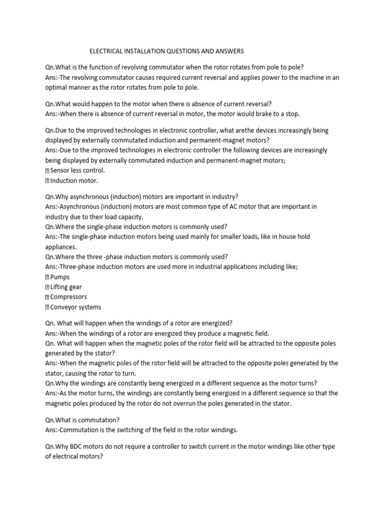 El Quastion and - Ans | PDF | Electric Motor | Technology & Engineering