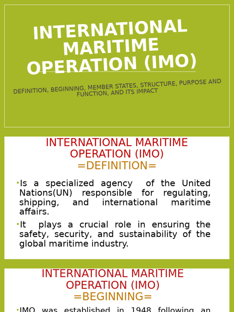 International Maritime Operation (Imo) | PDF