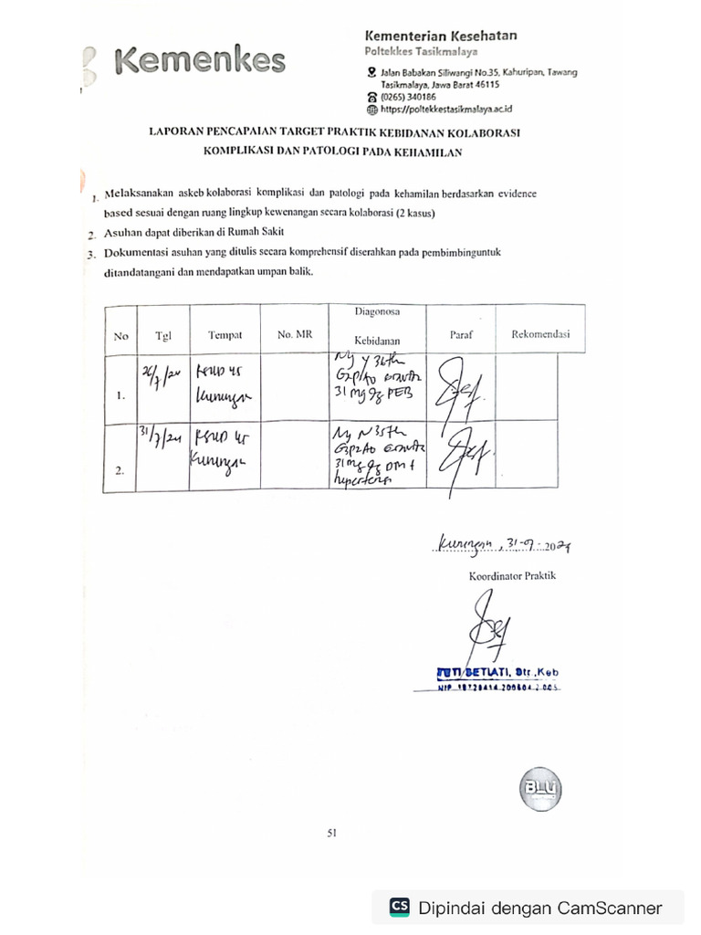 Capaian Target Kontrak Belajar Stase 9 | PDF