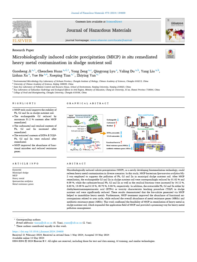Microbiologically Induced Calcite Precipitation (MICP) in Situ ...