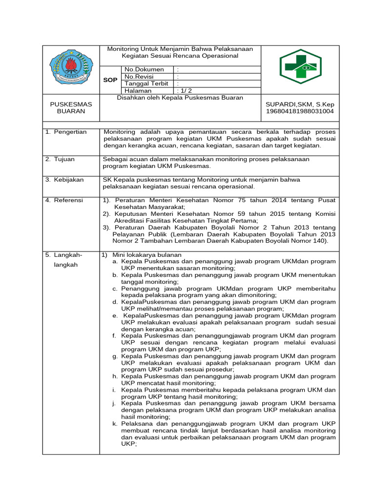 SOP MONITORING New | PDF