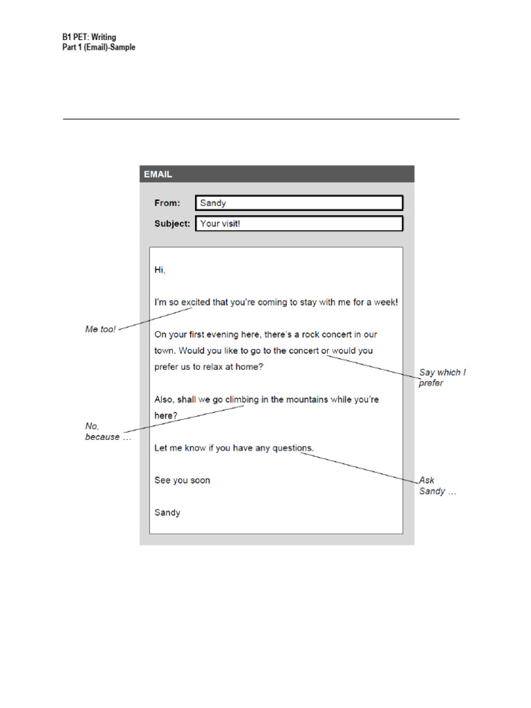 B1 PET Writing Part 1-Sample Question and Answer | PDF