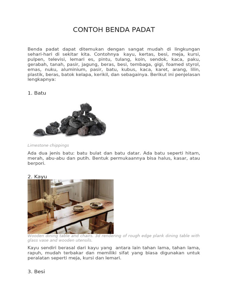 Contoh Benda Padat di Rumah | PDF