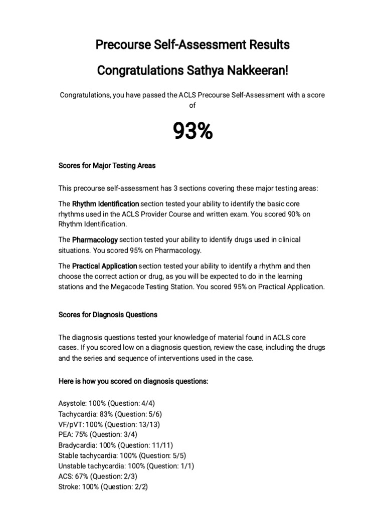 Acls Precourse Assesment | PDF