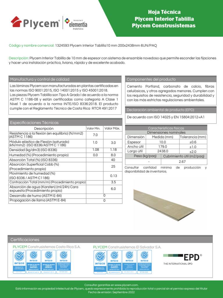 Ficha Tecnicas Plycem Siding | PDF