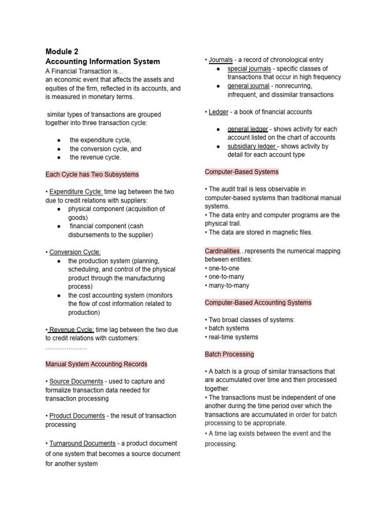Accounting Information System (Module 2-3) | PDF | Internal Control ...