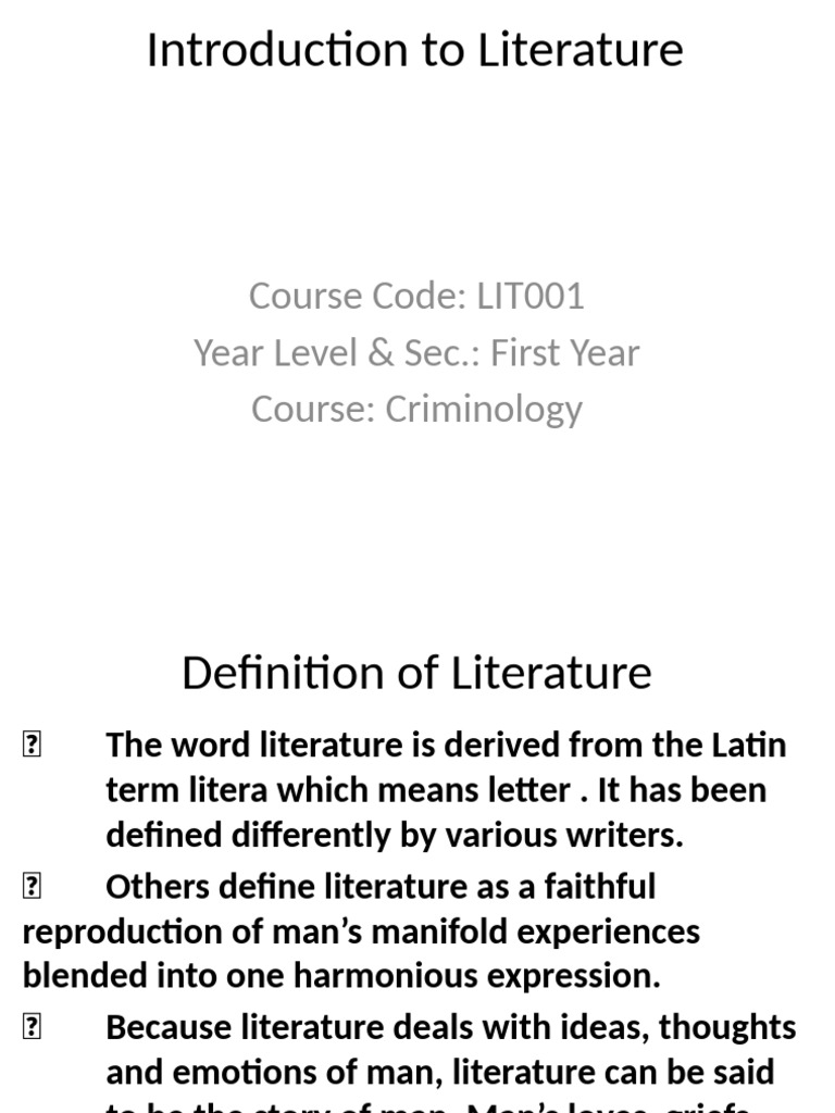 Introduction To Literature | PDF