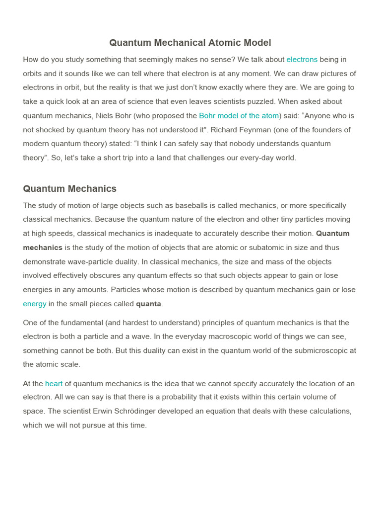 8-Quantum Mechanical Model | PDF