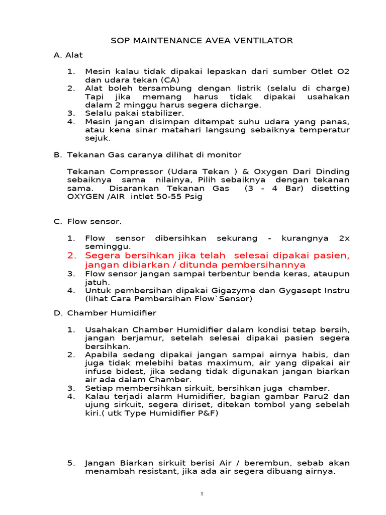 Sop Maintenance Avea | PDF