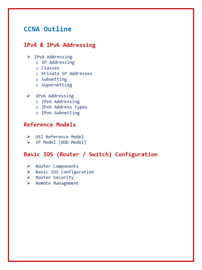 CCNA Bootcamp Outline 1724123346 | PDF