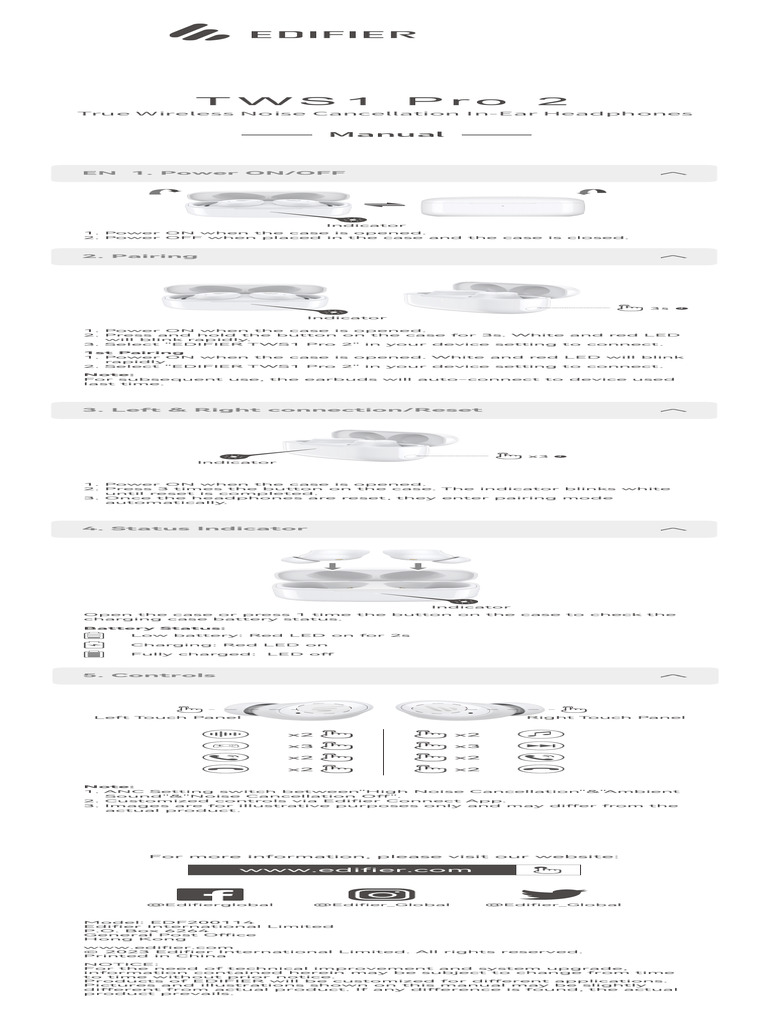Manual Edifier Tws1 | PDF