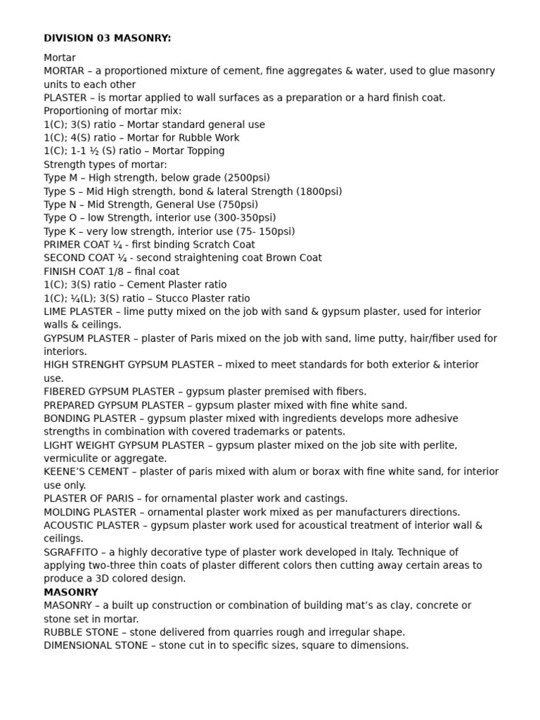 Division 04 Masonry | PDF