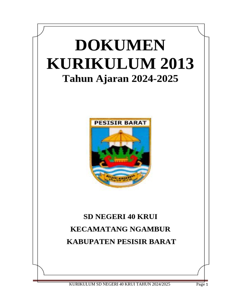 Dokumen I Kurikulum 2013 TP 2024-2025 | PDF