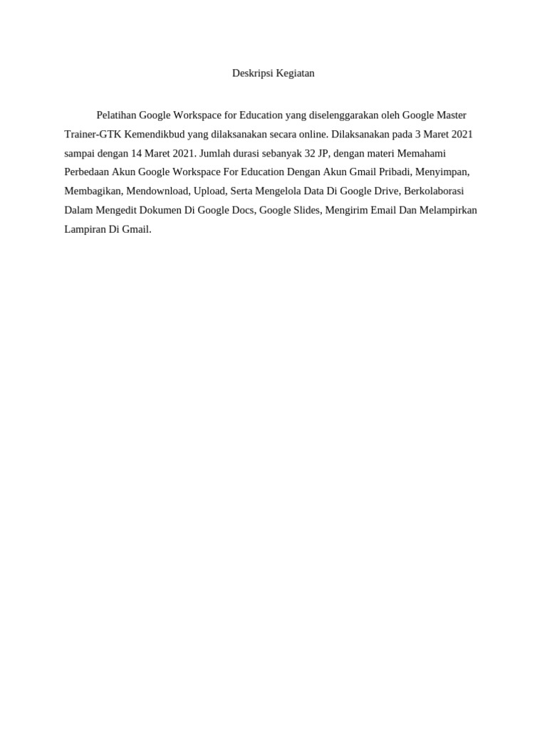 Deskripsi Kegiatan REFO ANA | PDF