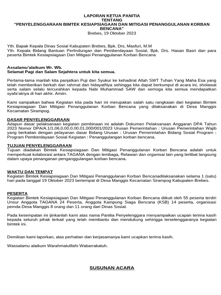 Laporan Kegiatan Tagana | PDF