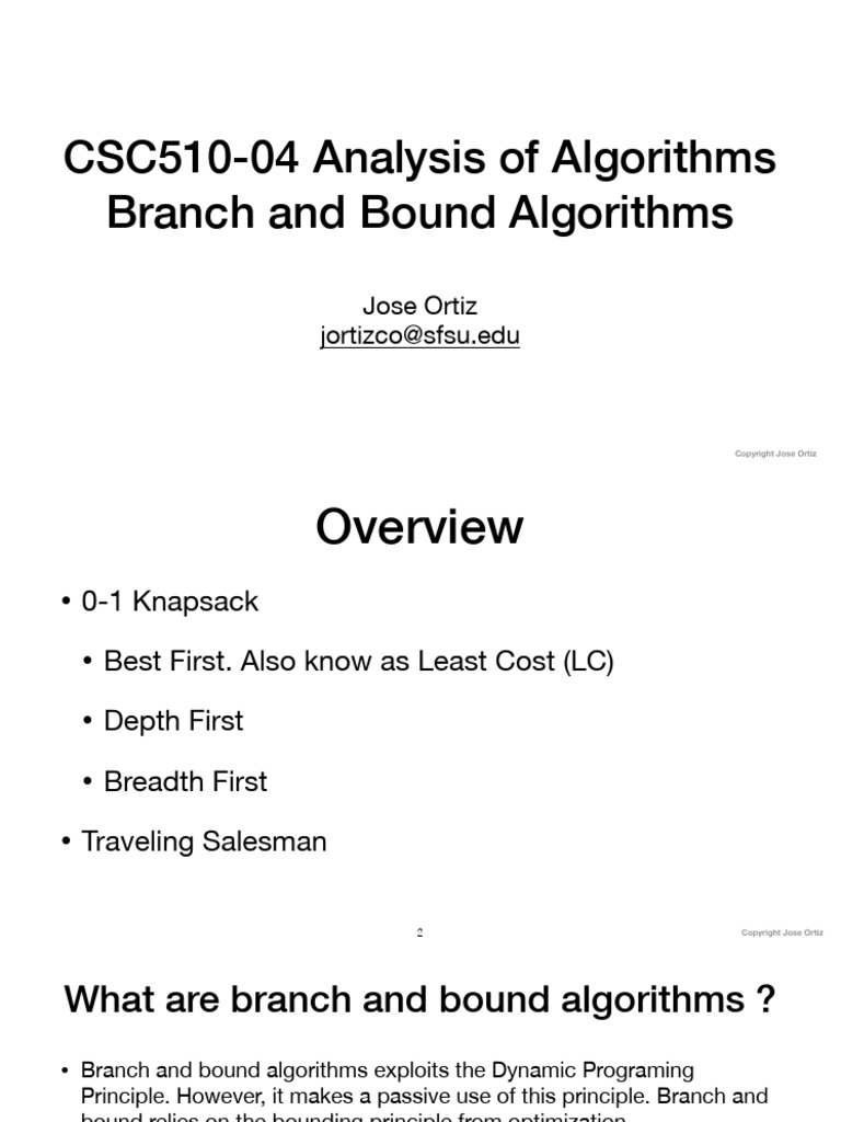 Branch and Bound Algorithms Overview | PDF | Computer Programming ...