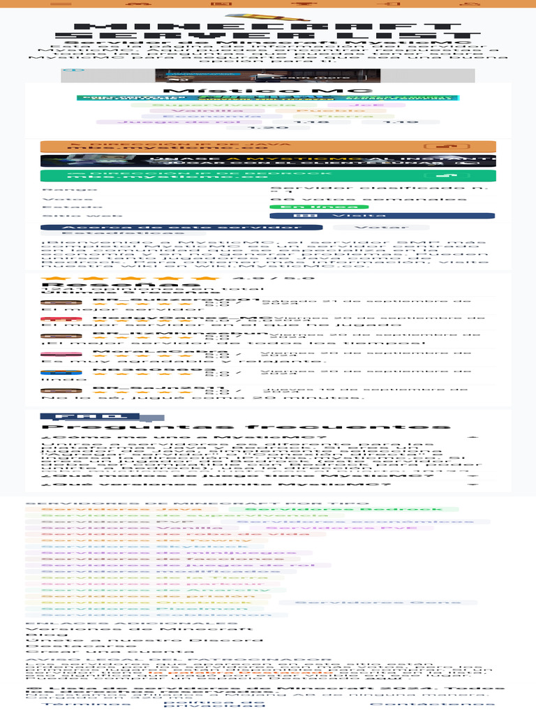 Servidor de Minecraft MysticMC | PDF