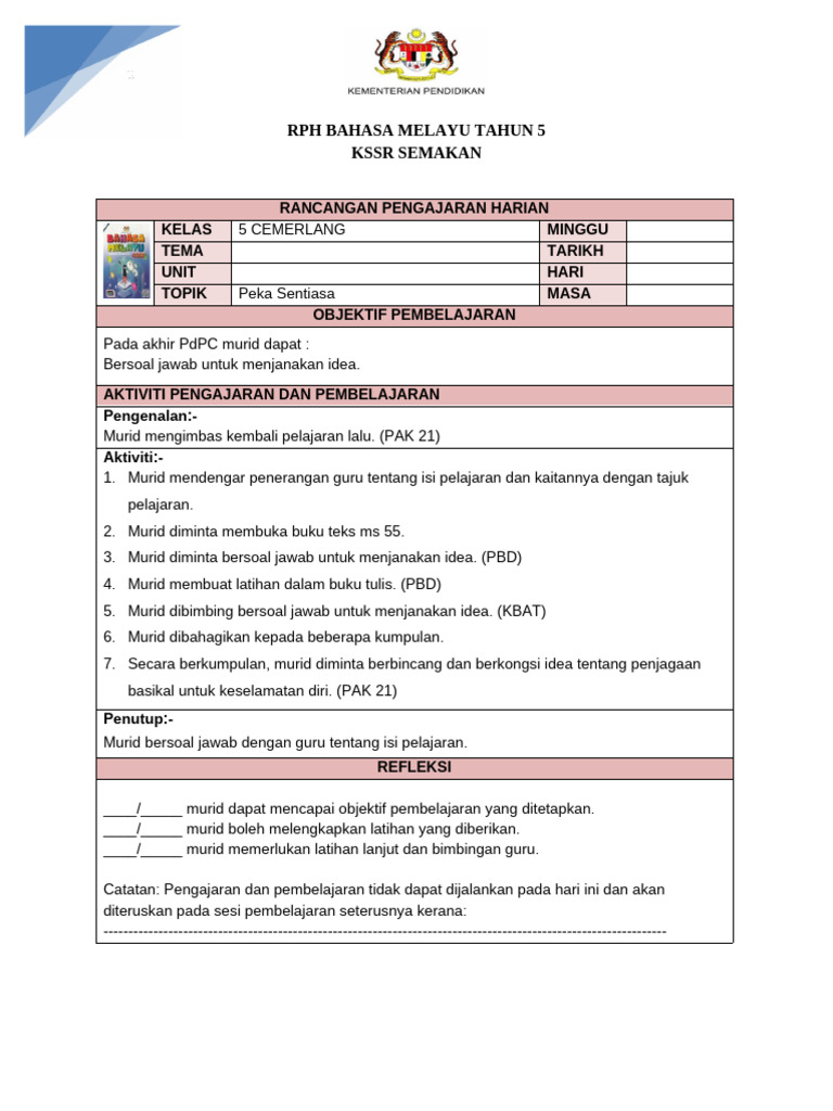 RPH BM THN 5 v3 (Unit 8) | PDF | Malaysia | Languages Of Southeast Asia