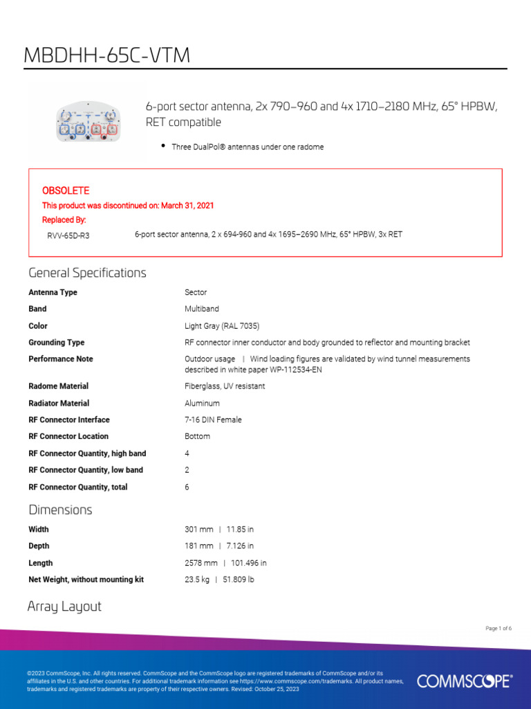 MBDHH-65C-VTM Product Specifications (Comprehensive) | PDF
