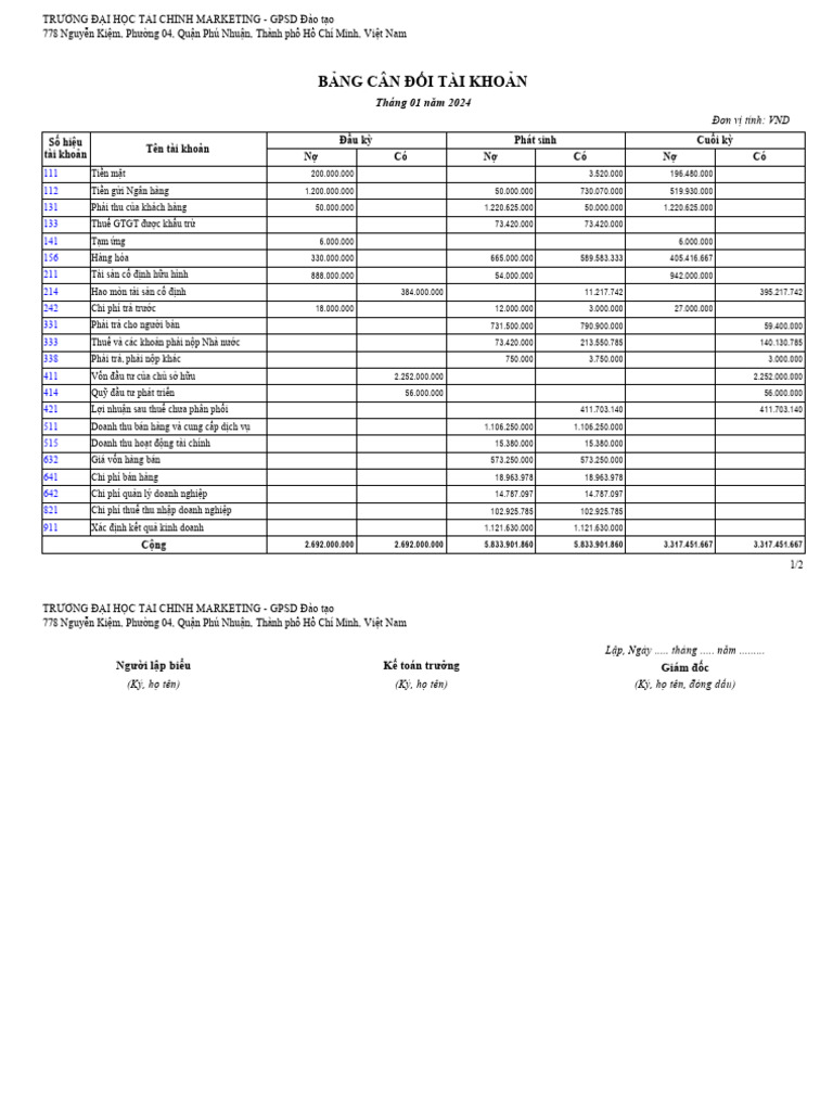 ThanhThao Bang Can Doi Tai Khoan | PDF