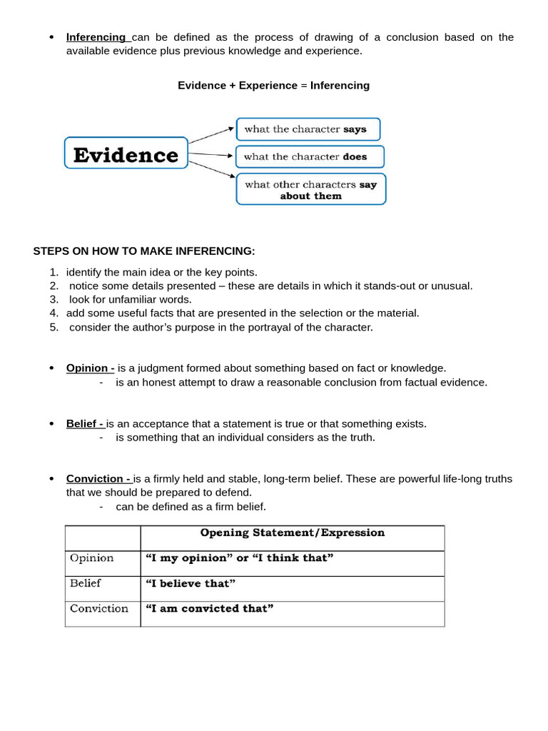 Inferencing Can Be Defined As The Process of Drawing of A Conclusion ...