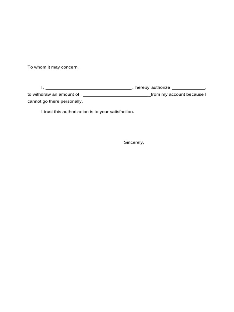AUTHORIZATION Template | PDF
