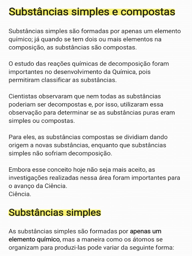 Substâncias Simples e Compostas | PDF