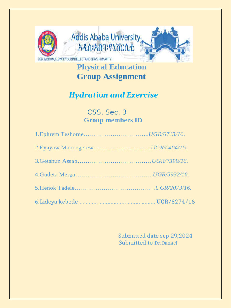 Physical Education: Group Assignment | PDF