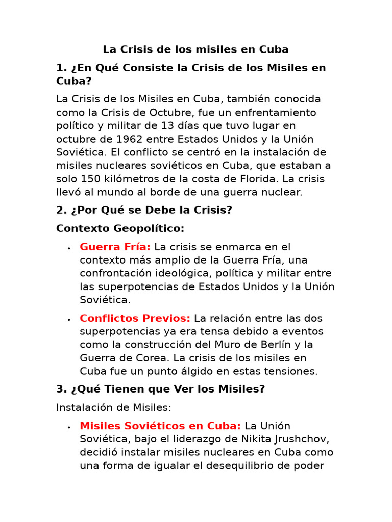 La Crisis de Los Misiles en Cuba | PDF