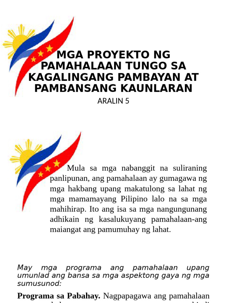 Mga Proyekto NG Pamahalaan Tungo Sa Kagalingang Pambayan | PDF