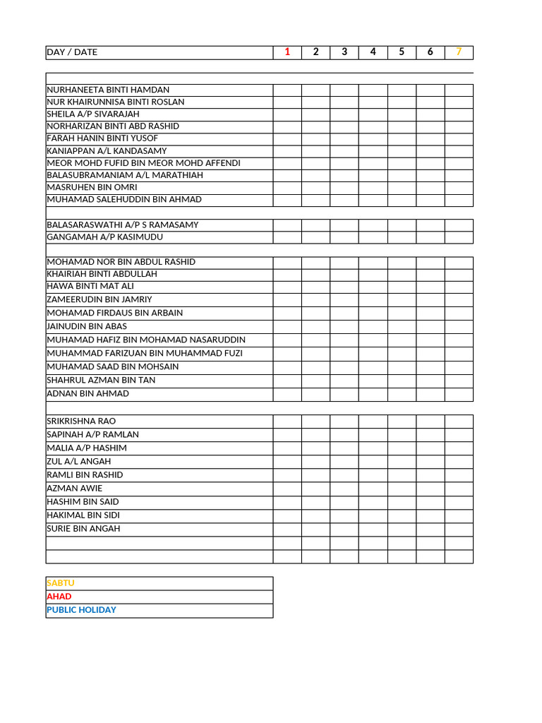 Rekod Cuti Bulanan | PDF