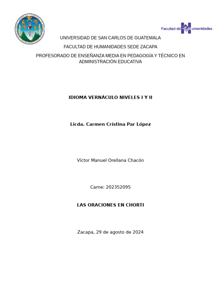 Las Oraciones en Chorti | PDF