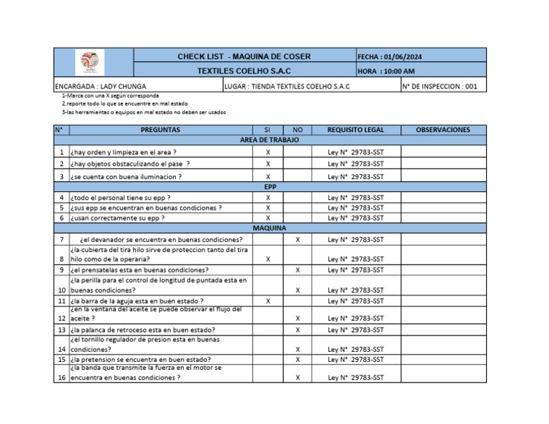 Check Lis de Maquina de Coser 1 | PDF