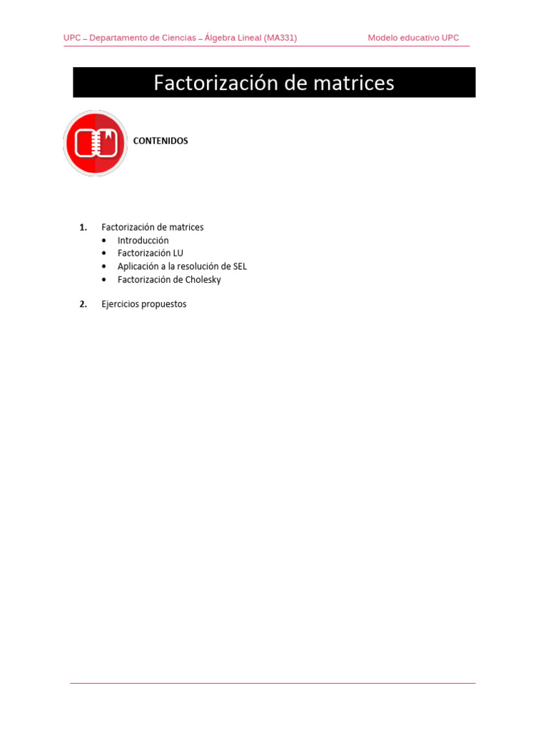 Factorización LU - Cholesky | PDF