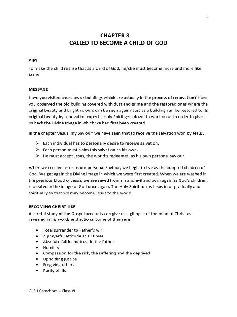 Ch8-Called To Become The Child of God | PDF