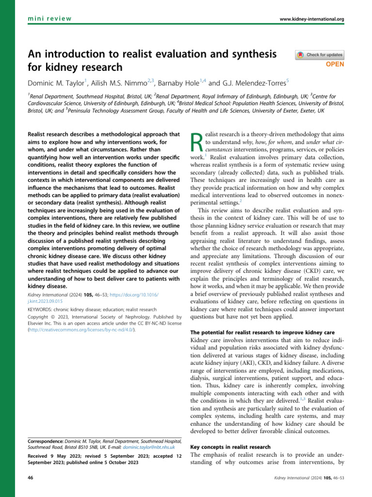 An Introduction To Realist Evaluation and Synthesi | PDF