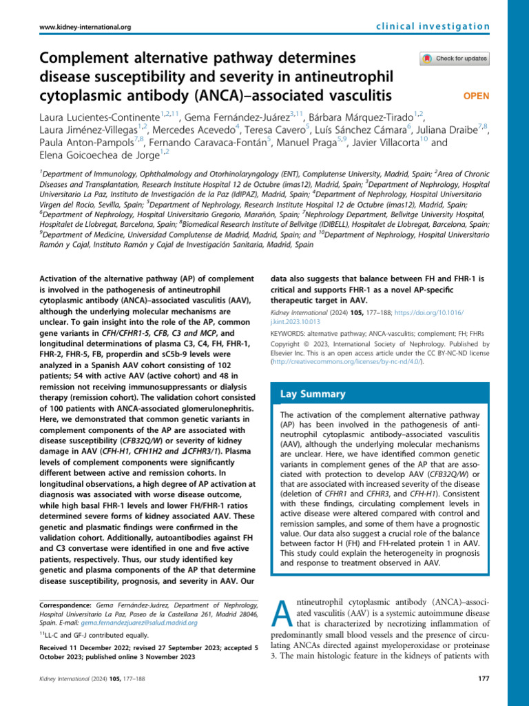 Complement Alternative Pathway Determines Disease Pdf