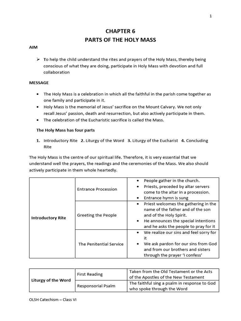 Ch6-Parts of The Holy Mass | PDF