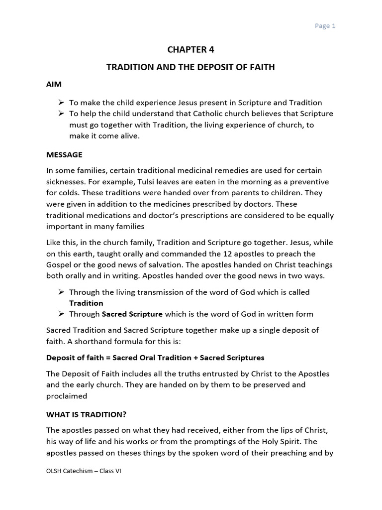 Ch4-Tradition, Deposit of Faith | PDF